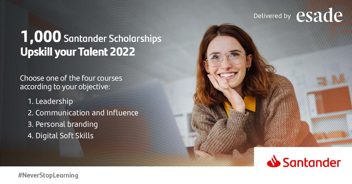 Santander Scholarships Skills | Upskill your talent 2022 | myStipendium